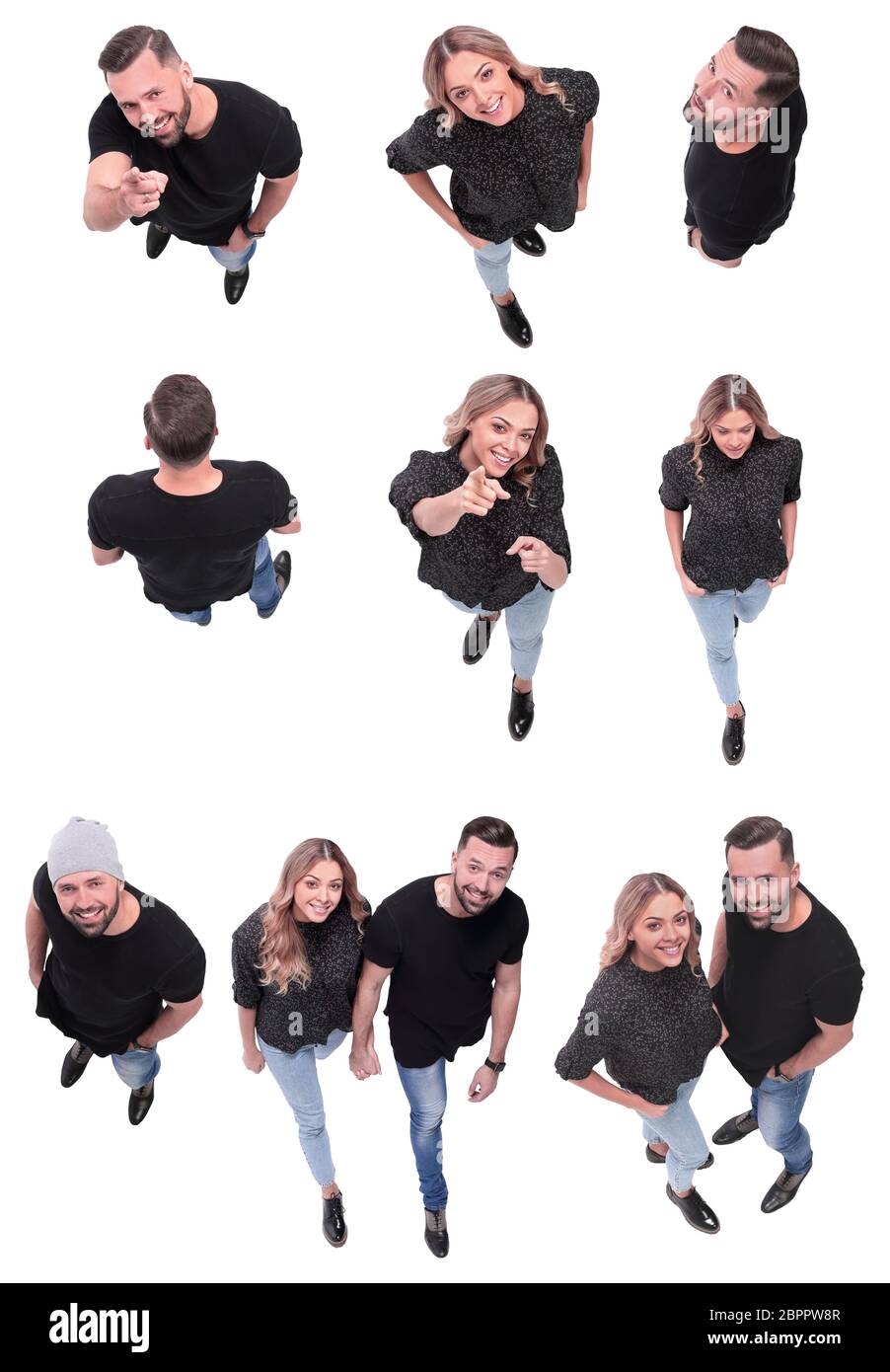 top view. image of modern different young people Stock Photo - Alamy