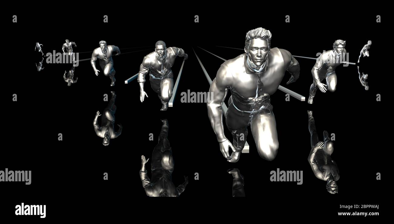 Market Leader with Company Team Leading to Success Stock Photo - Alamy