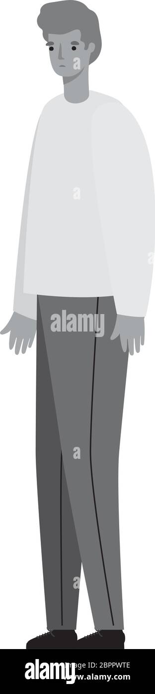 Isolated avatar man cartoon in gray colors vector design Stock Vector ...