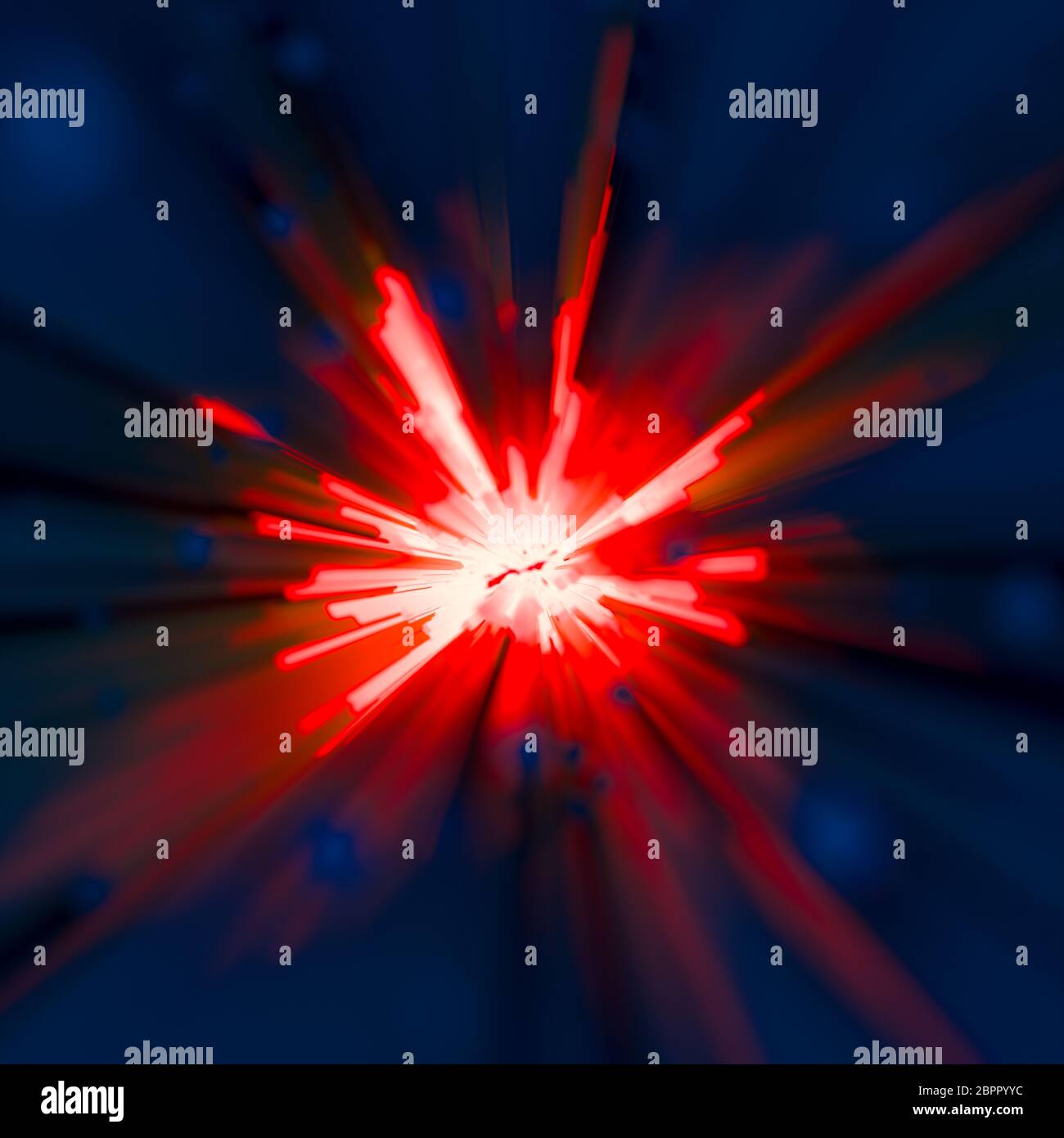 Bright vibrant abstract blast or explosion on a deep blue background ...