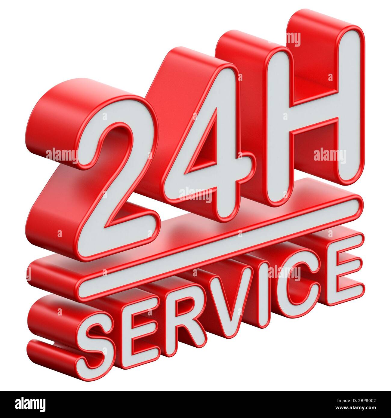 24 hours service text 3D render illustration isolated on white ...