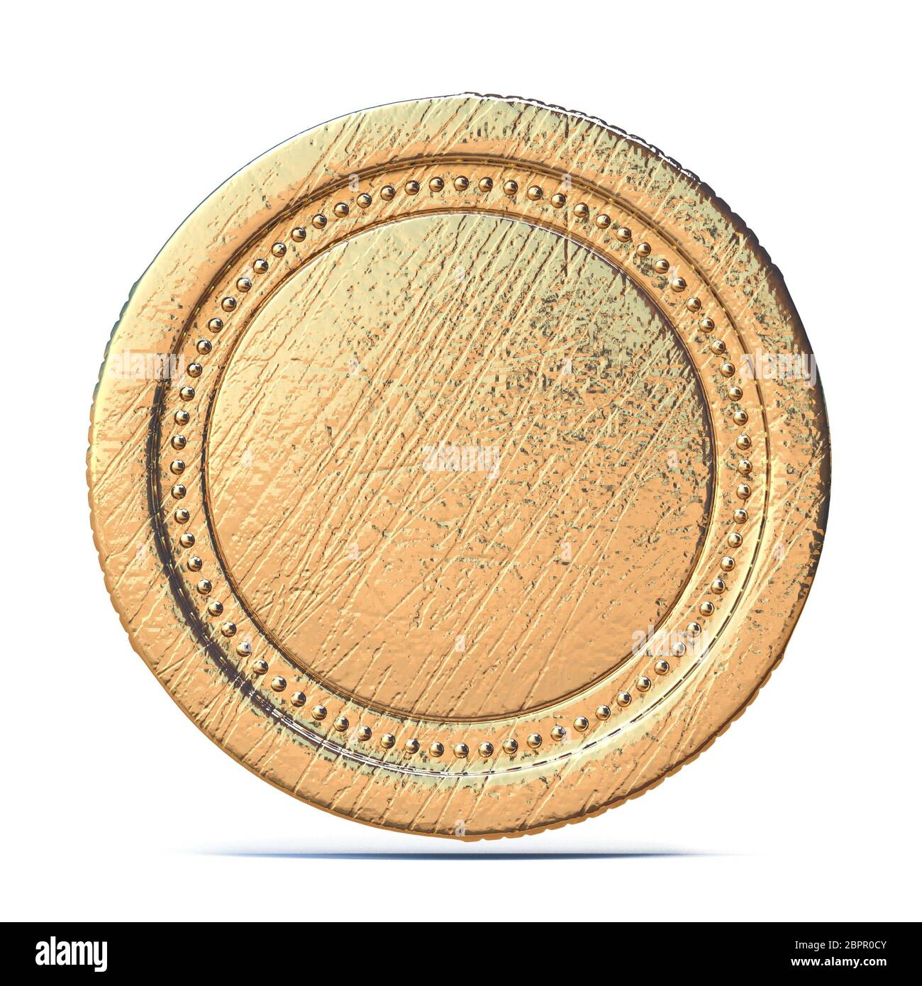 Blank old gold coin 3D render illustration isolated on white background ...