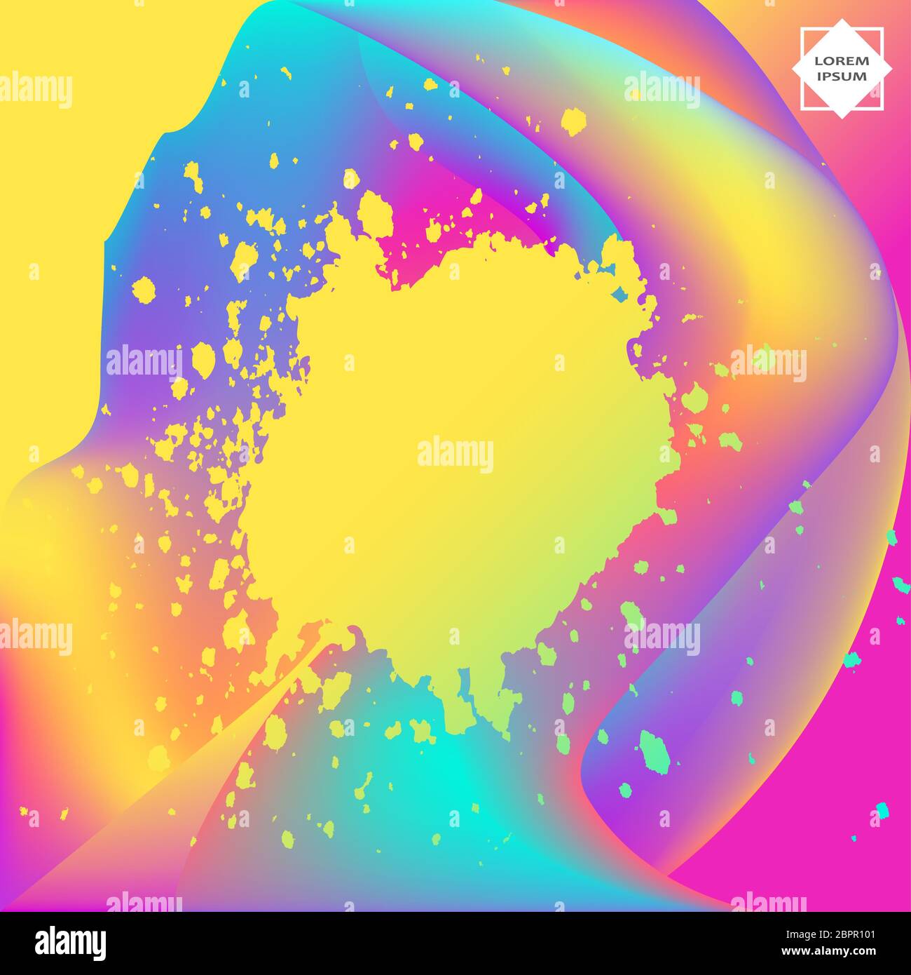 Neon fluid paint splatter artistic template design. Colorful ink ...