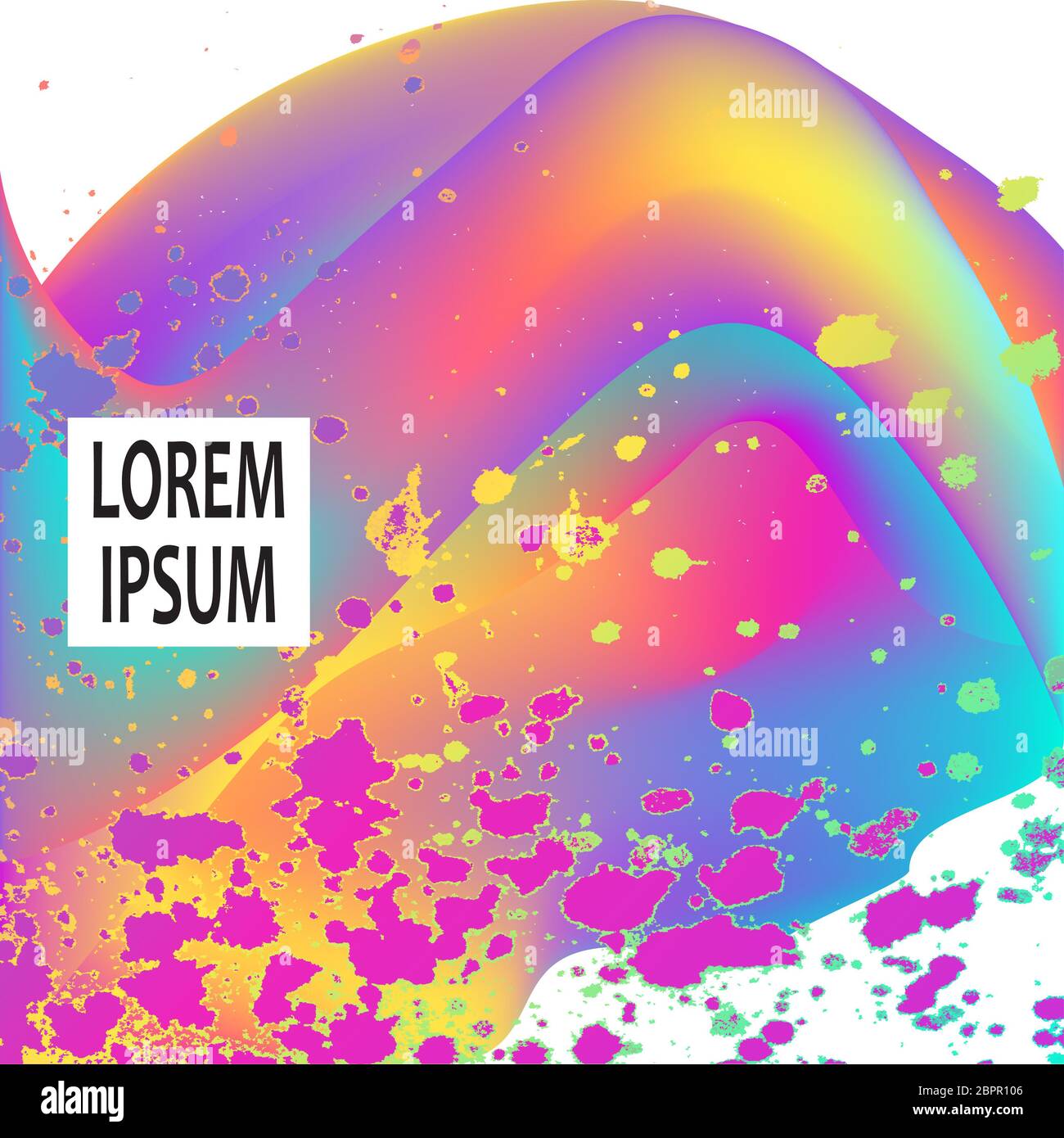 Neon fluid paint splatter artistic template design. Colorful yellow ...