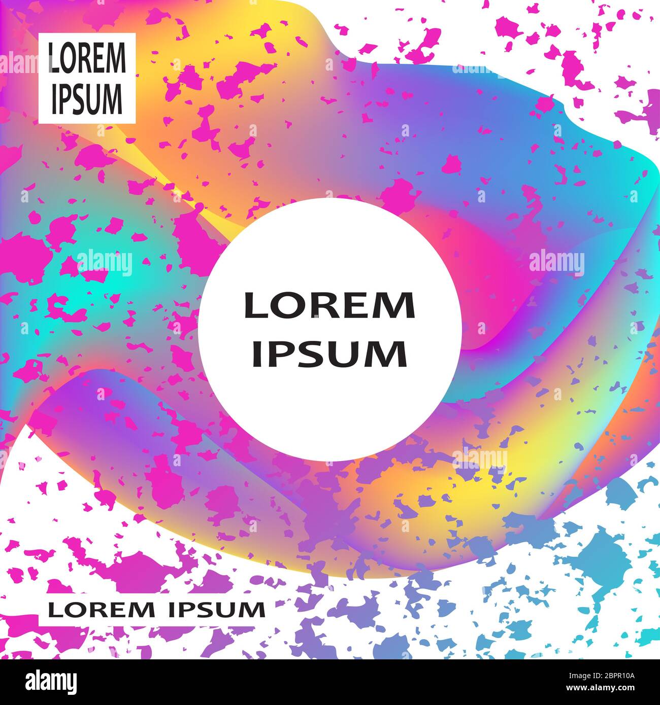 Neon fluid paint splatter artistic template design. Colorful yellow ...