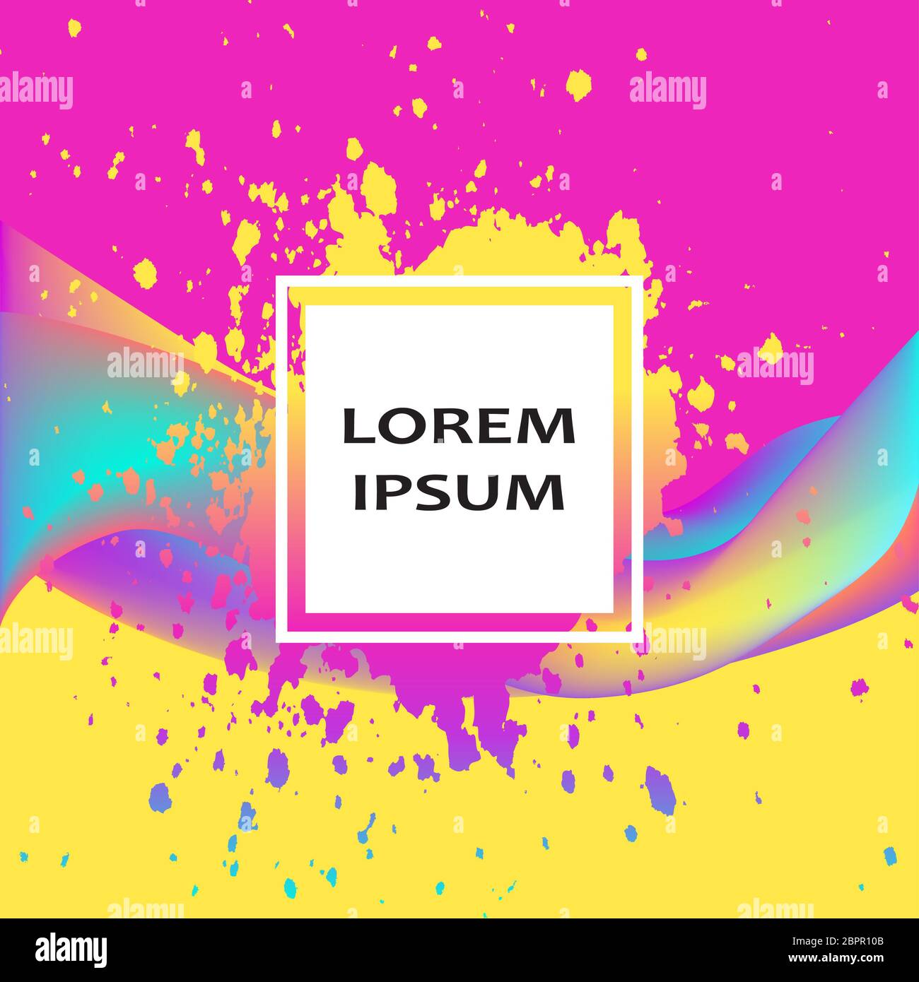 Neon fluid paint splatter artistic template design. Colorful ink ...