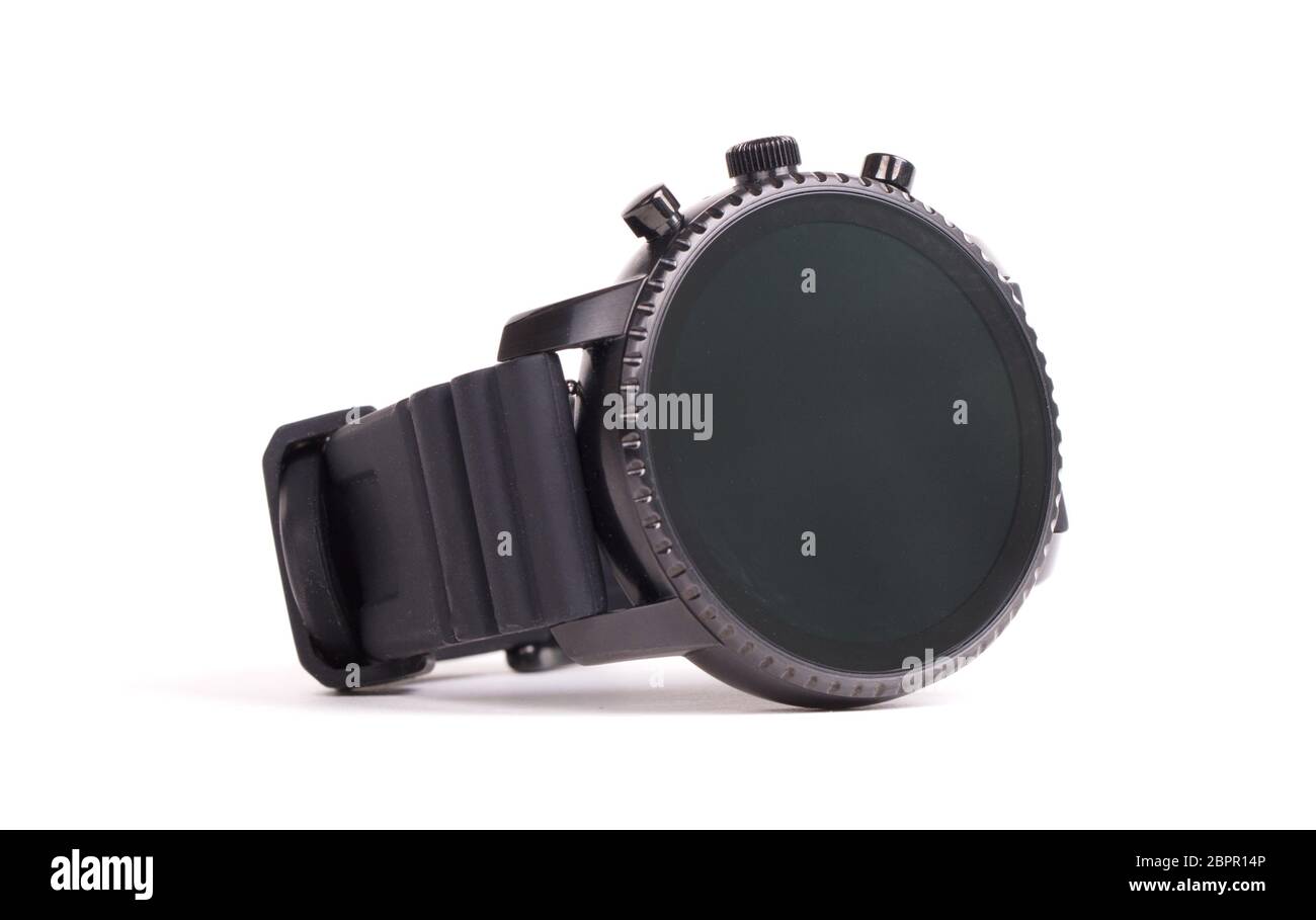 Black smartwatch isolated on a white background Stock Photo - Alamy