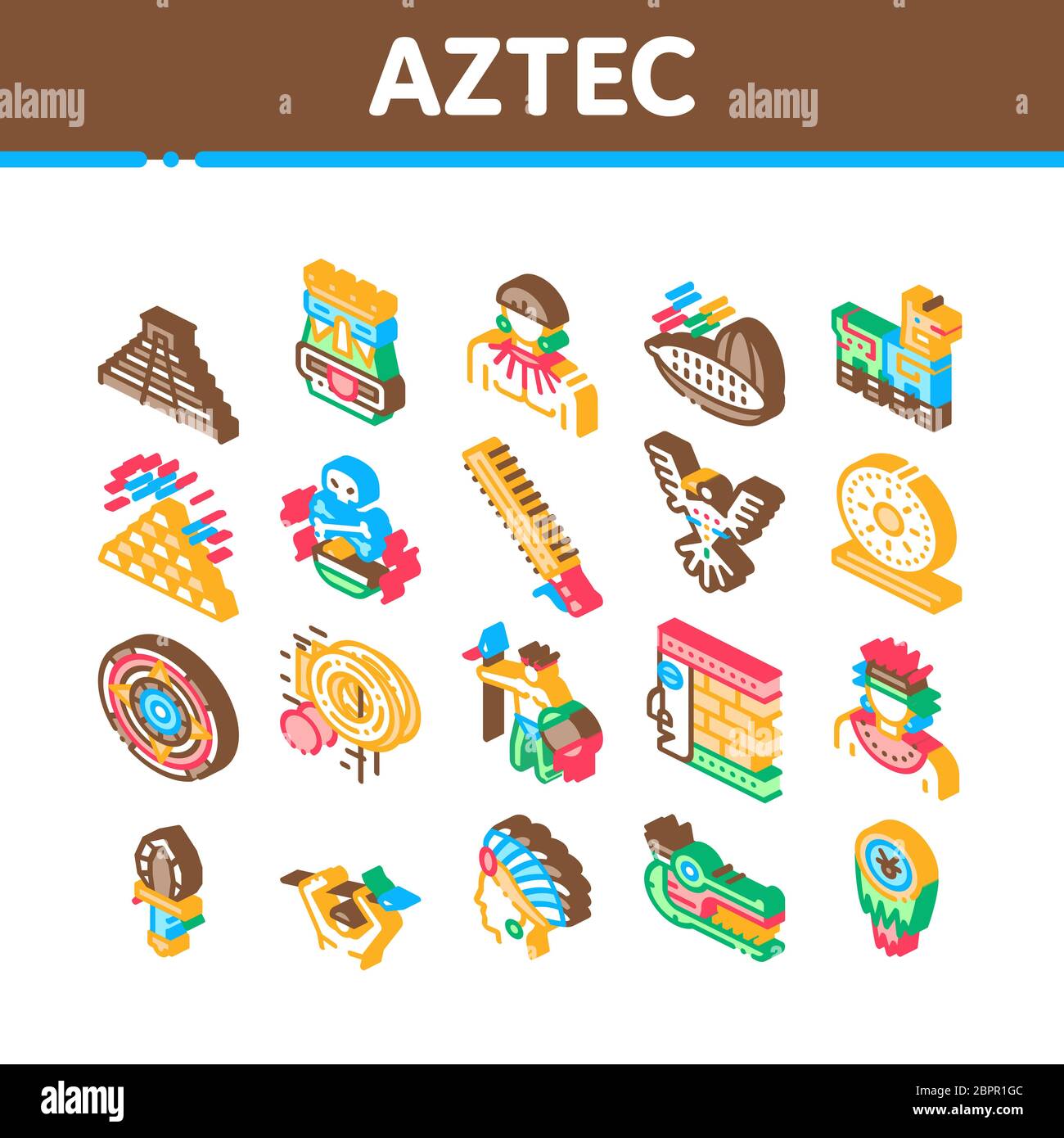Aztec Civilization Isometric Icons Set Vector Stock Vector Image & Art ...