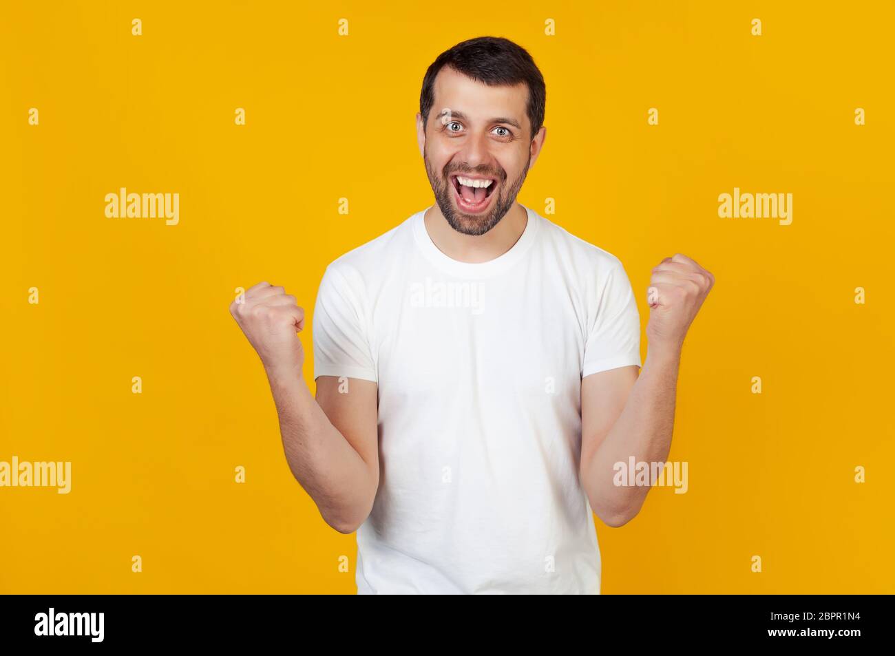 I won. Victory of success. Happy man celebrates being a winner. Dynamic ...