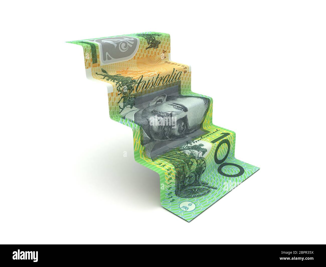 Higher Steps With Australian Dollar (Isolated on white background Stock ...