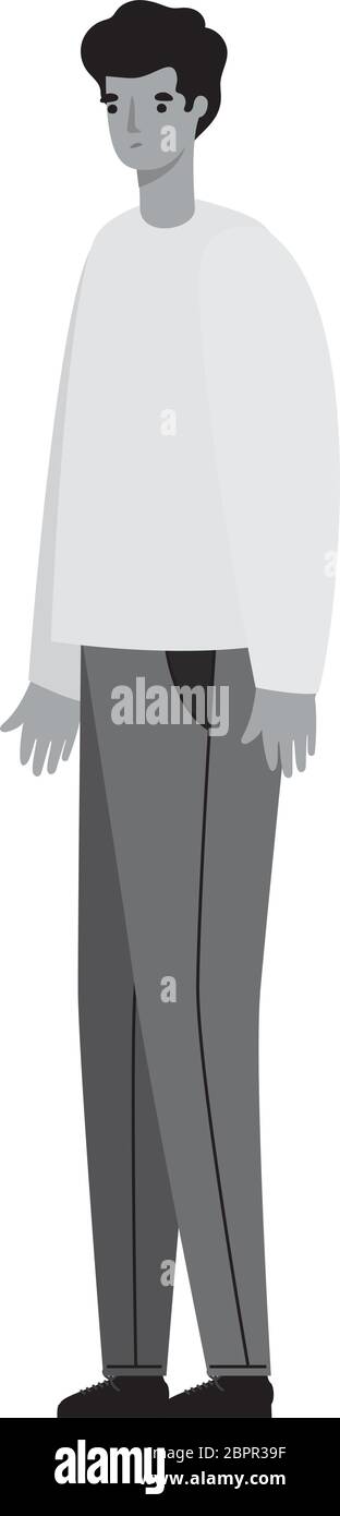 Isolated avatar man cartoon in gray colors vector design Stock Vector ...
