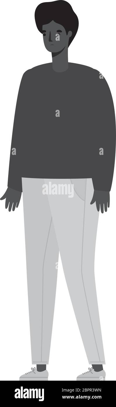 Isolated avatar man cartoon in gray colors vector design Stock Vector ...