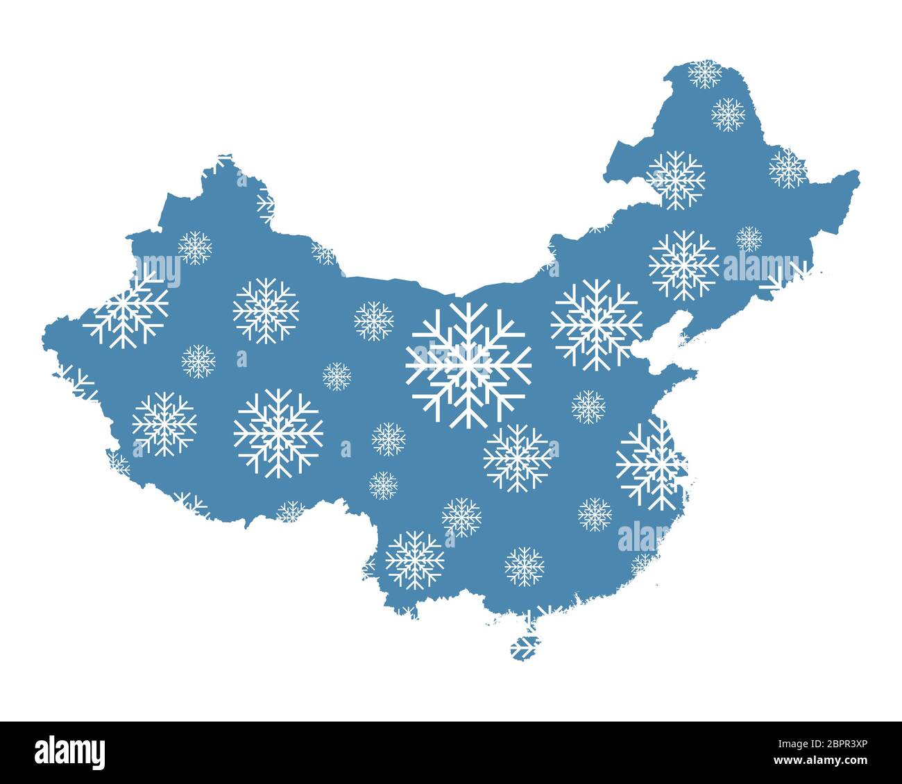 Map of China with snowflakes Stock Photo - Alamy