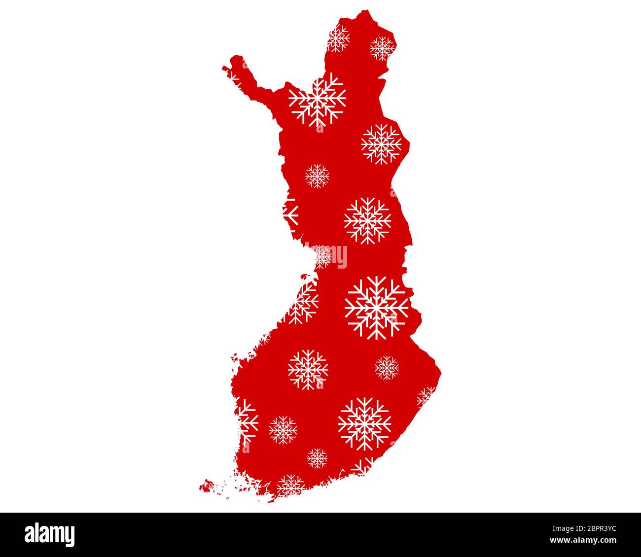 Map of Finland with snowflakes Stock Photo - Alamy