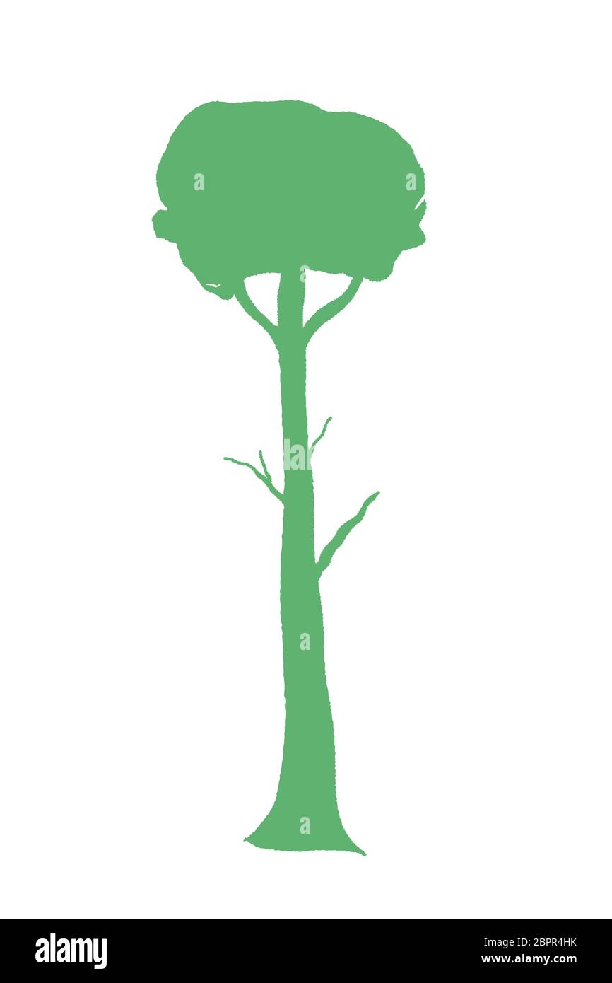 Tree shape vector illustration. Isolated hand-drawn tree silhouette ...