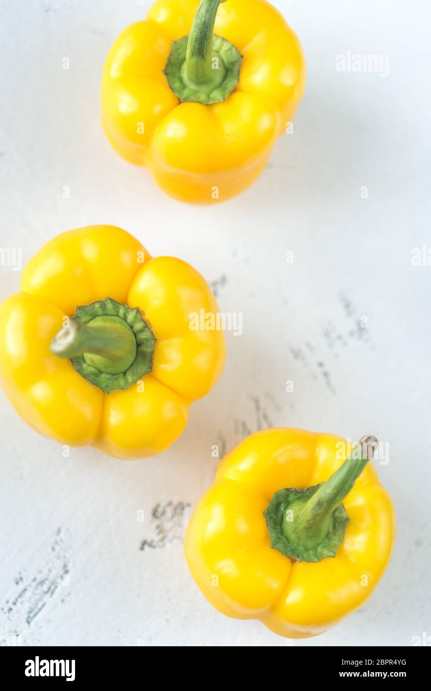 Fresh yellow bell peppers Stock Photo - Alamy