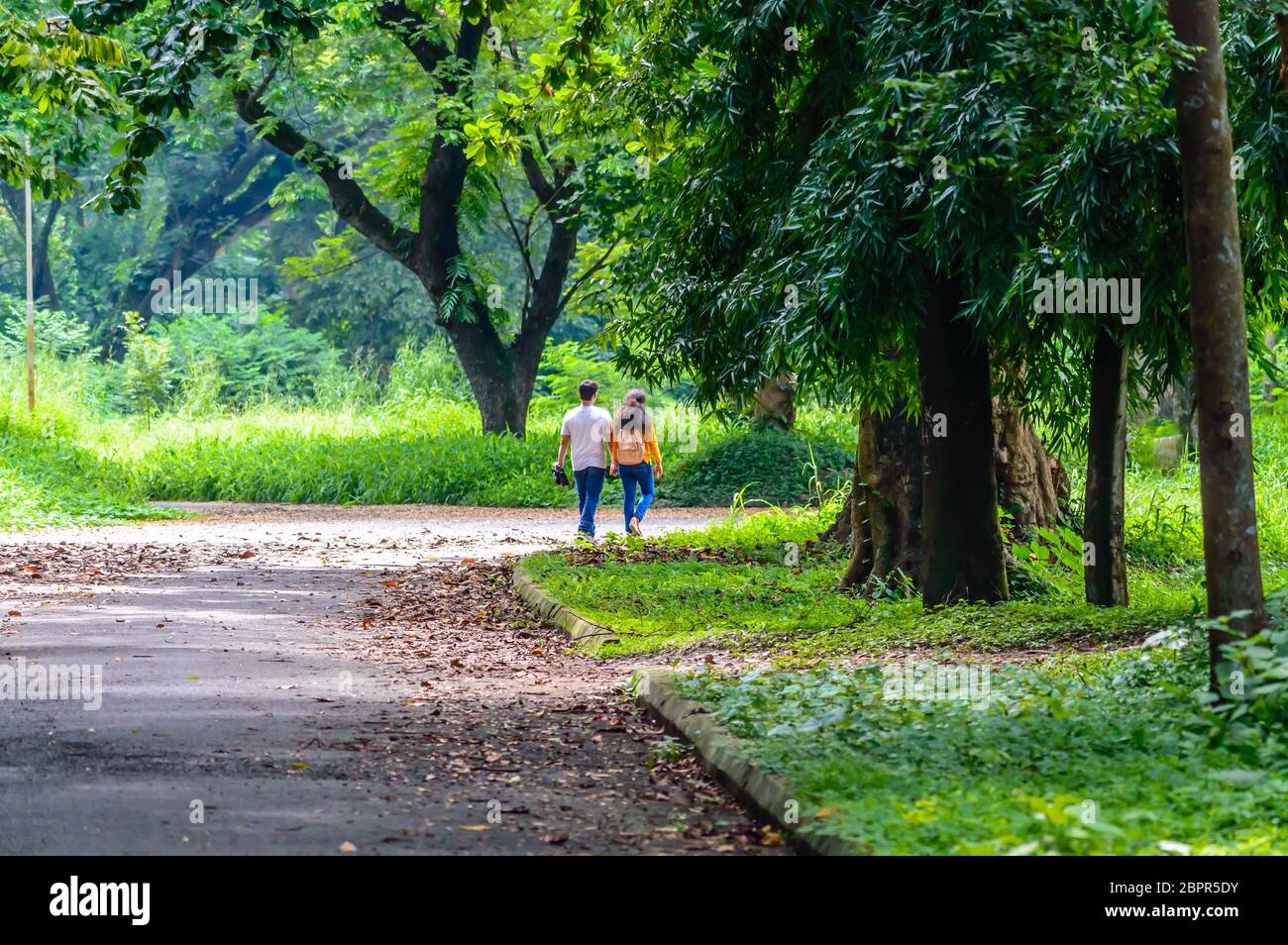 Happy Married Cute Couple Walking In The Park Love Relationship And