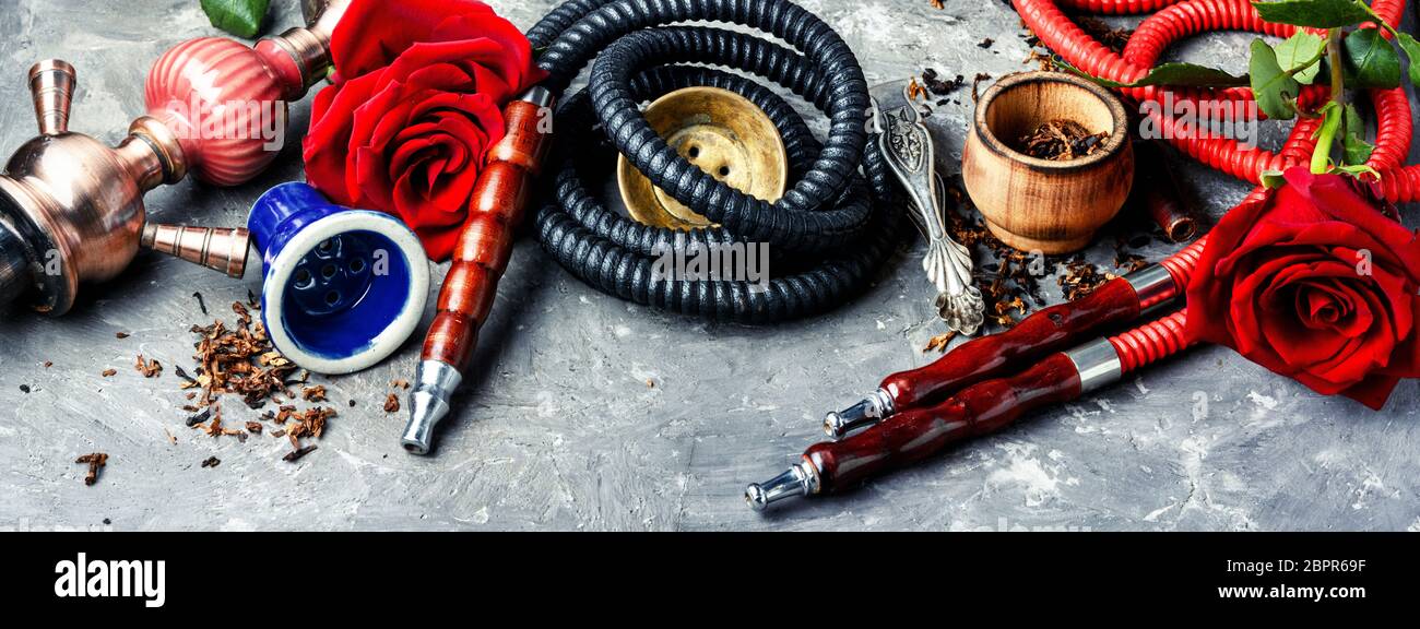 East hookah with flower aroma for relax.Shisha hookah.Smoking a hookah ...