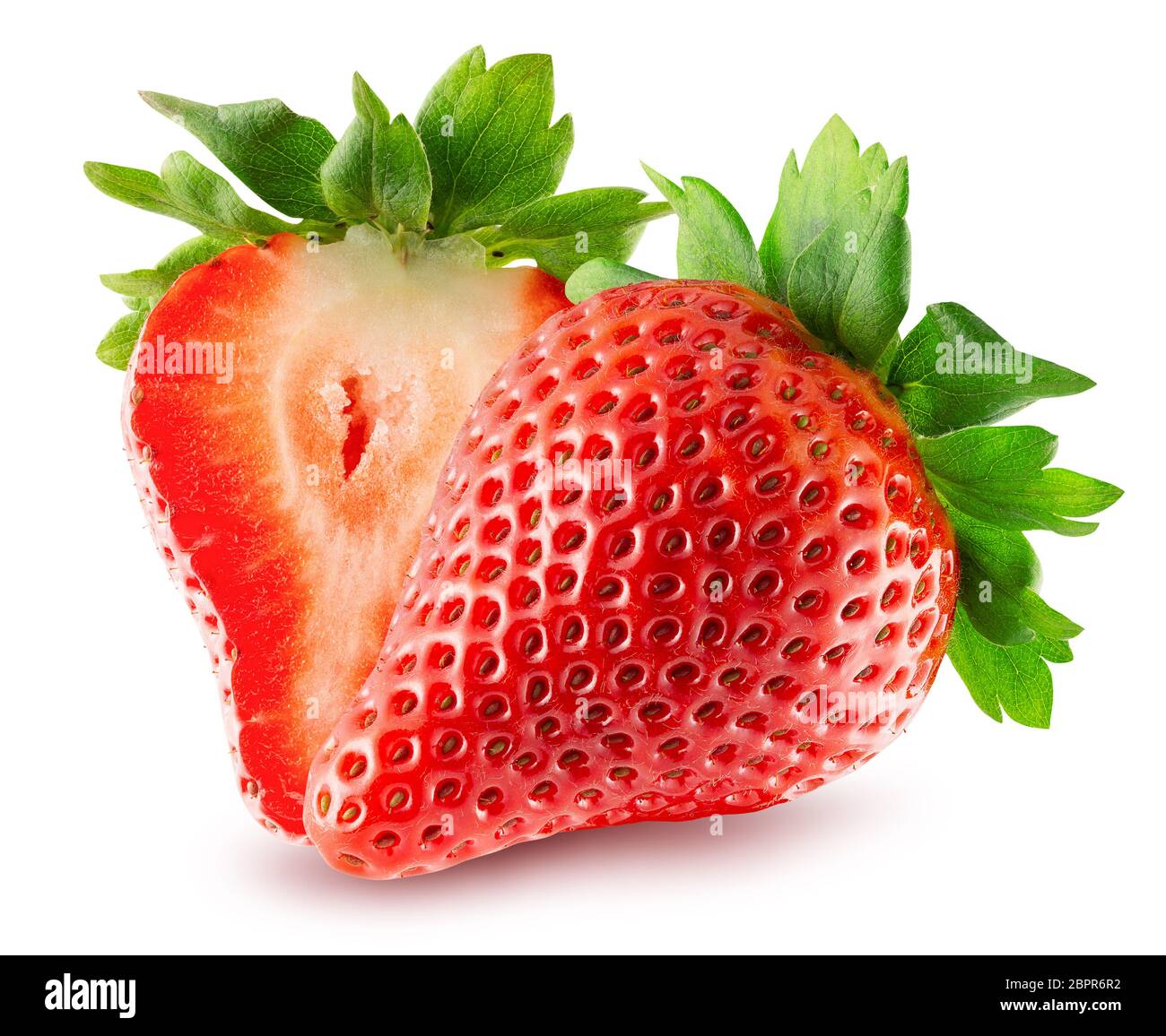 strawberry with half of strawberry isolated on a white background Stock ...