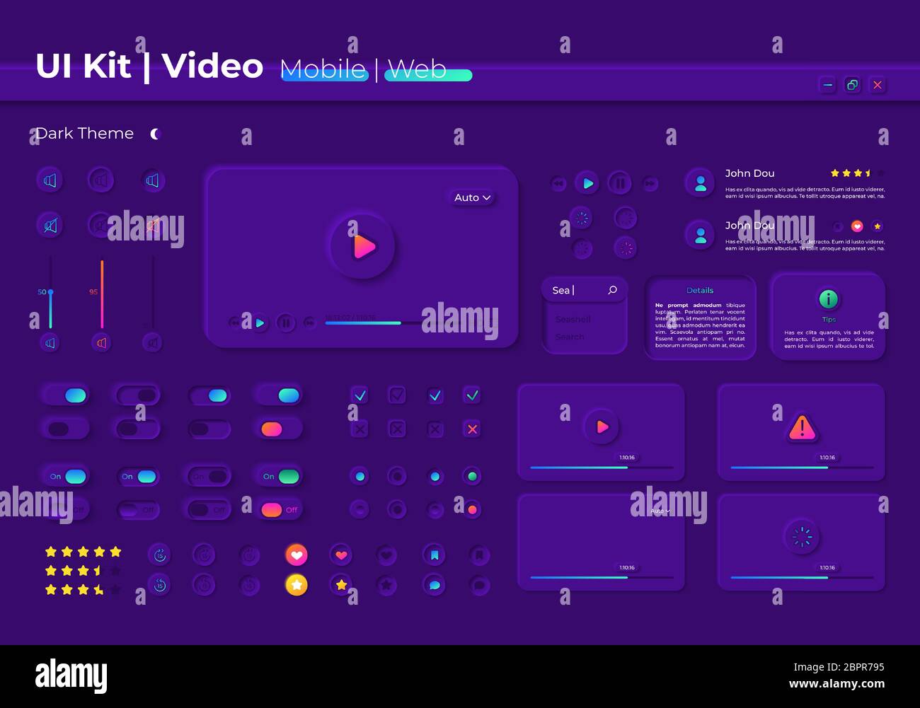 Multimedia UI elements kit Stock Vector Image & Art - Alamy