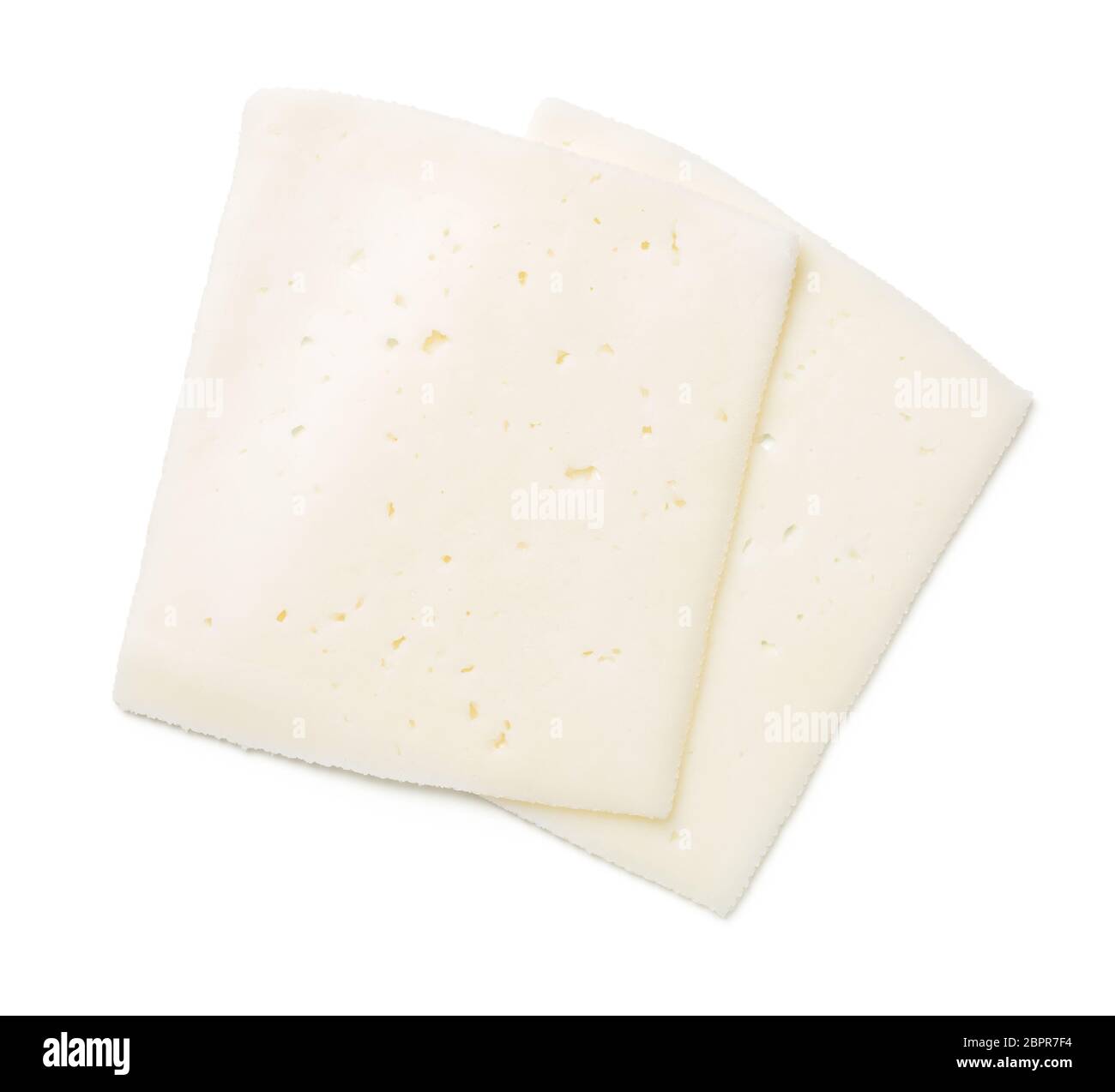 Goat cheese slices isolated on white background. Top view Stock Photo ...