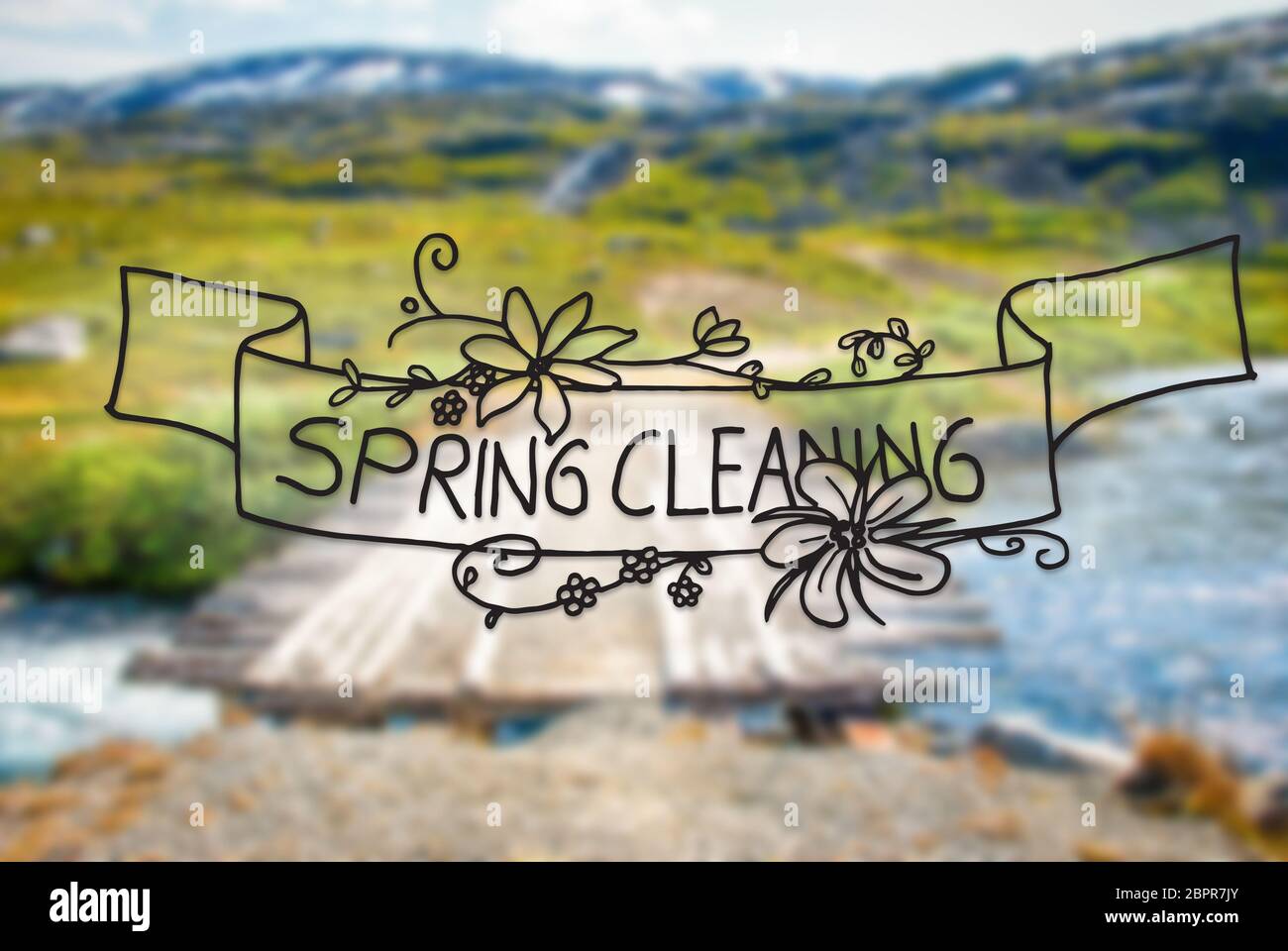 English Calligraphy Spring Cleaning. Handlettering With Flower Blossom ...