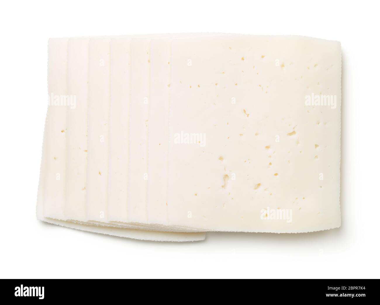 Goat cheese slices isolated on white background. Top view Stock Photo ...