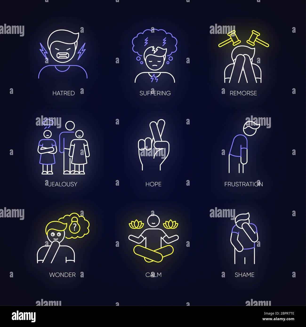 Feeling Neon Light Icons Set Stock Vector Image And Art Alamy