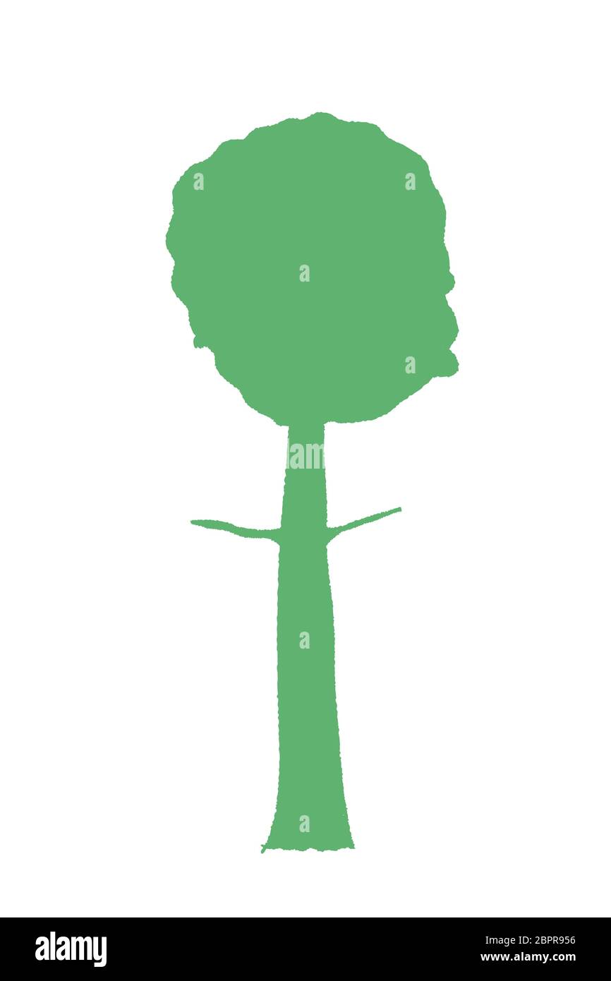 Tree shape vector illustration. Isolated hand-drawn tree silhouette ...