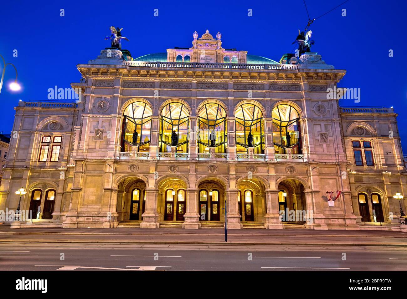 Vienna state Opera house square and architecture evening view, capital ...