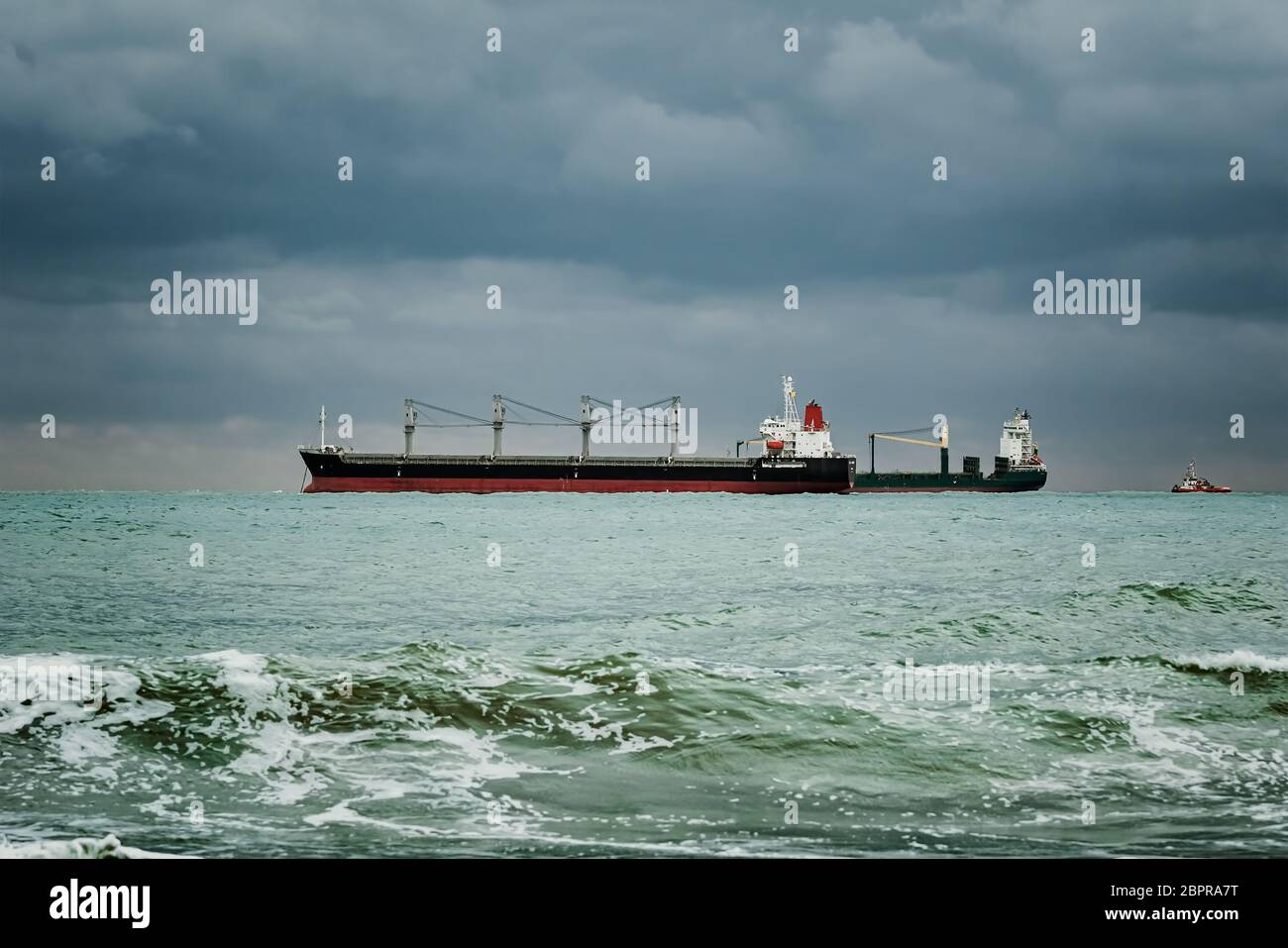 Dry Cargo Ships at Anchorage in the Black Sea Bay Stock Photo - Alamy