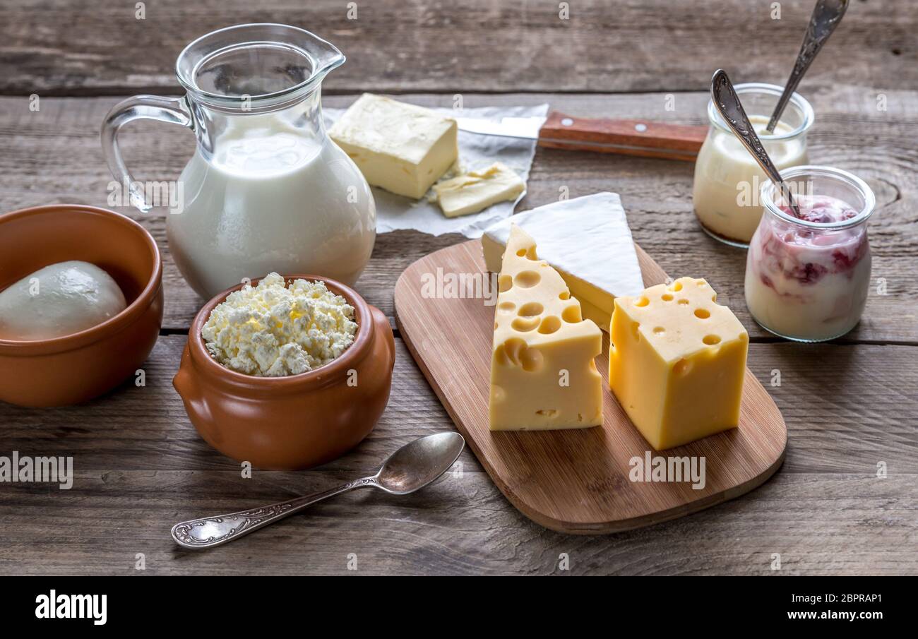 Assortment of dairy products Stock Photo - Alamy
