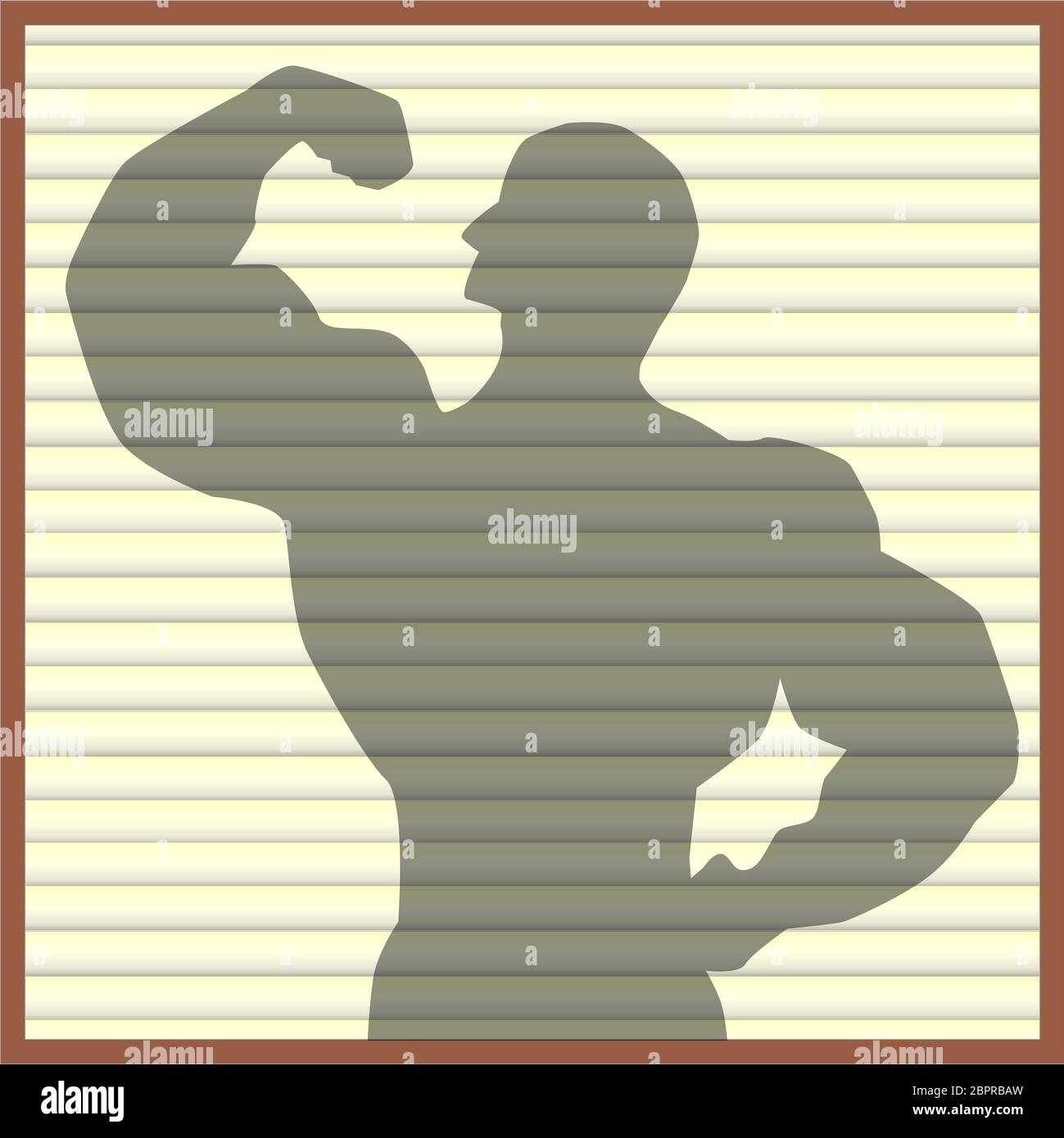 A body builder shadow posing over blinds Stock Photo - Alamy