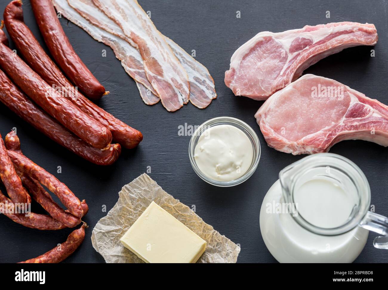 Sources of saturated fats Stock Photo - Alamy
