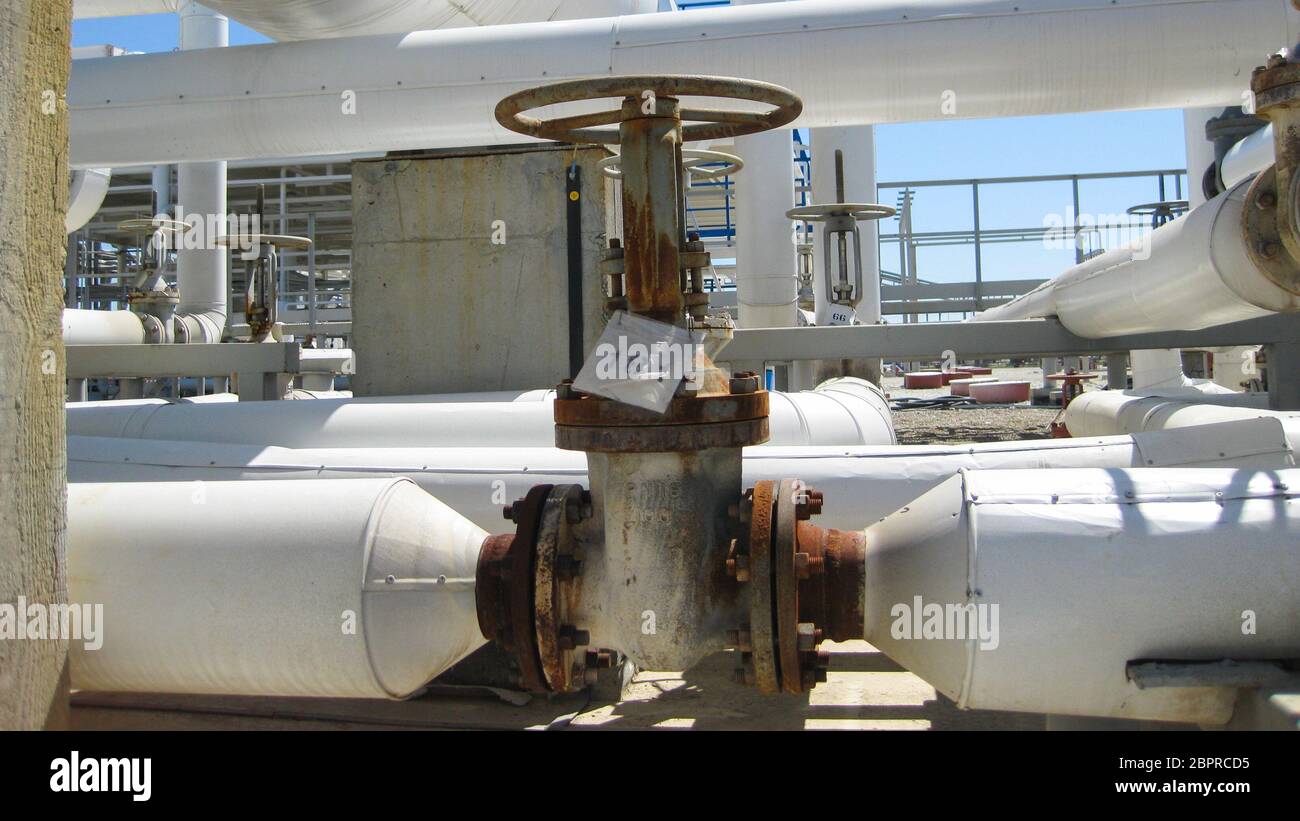 Oil refinery. Equipment for primary oil refining Stock Photo - Alamy