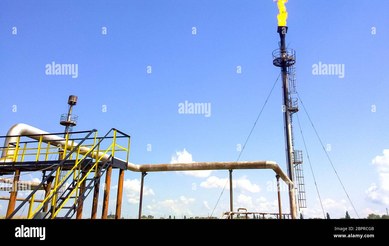Flare for flaring associated gas. The end point of the pressure relief ...