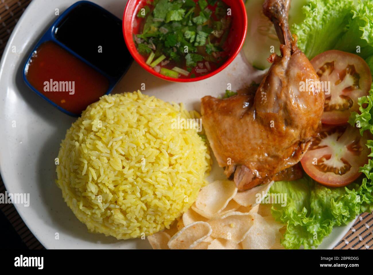 Chicken rice with drumstick, popular traditional Malaysian local food ...