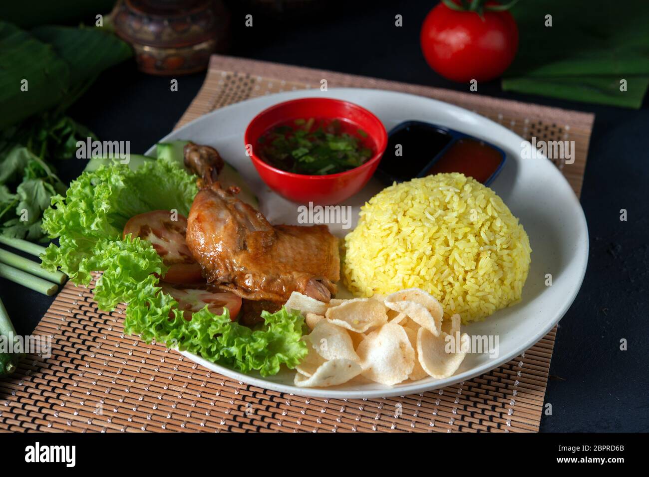 Chicken rice with drumstick, popular traditional Malaysian local food ...
