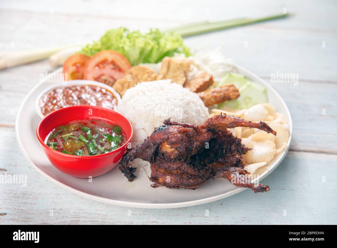 Nasi lemak kukus with quail meat, popular traditional Malaysian local ...