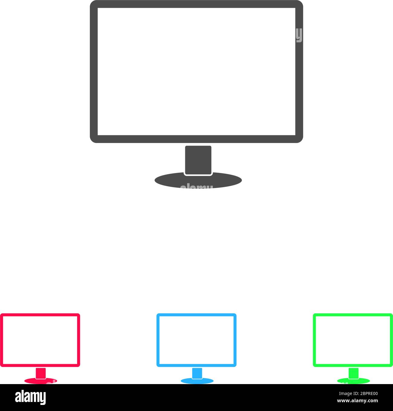 Monitor icon flat. Color pictogram on white background. Vector ...