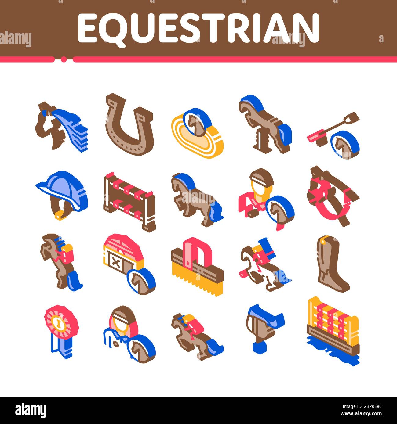 Equestrian Animal Isometric Icons Set Vector Stock Vector Image & Art ...