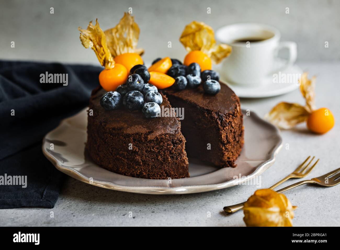 Homemade Chocolate cake with Blueberries and Gooseberry on top by ...