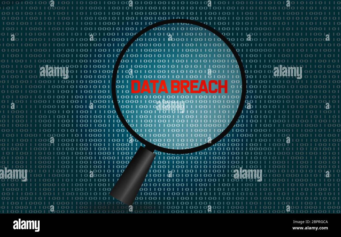 Data breach on digital screen with magnifying glass, 3D rendering Stock ...