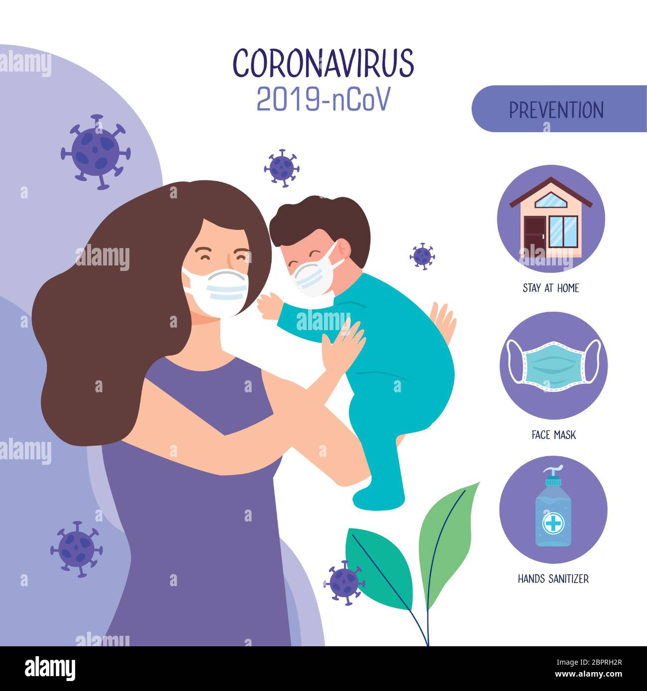 woman and baby boy using face mask with particles 2019 ncov Stock ...