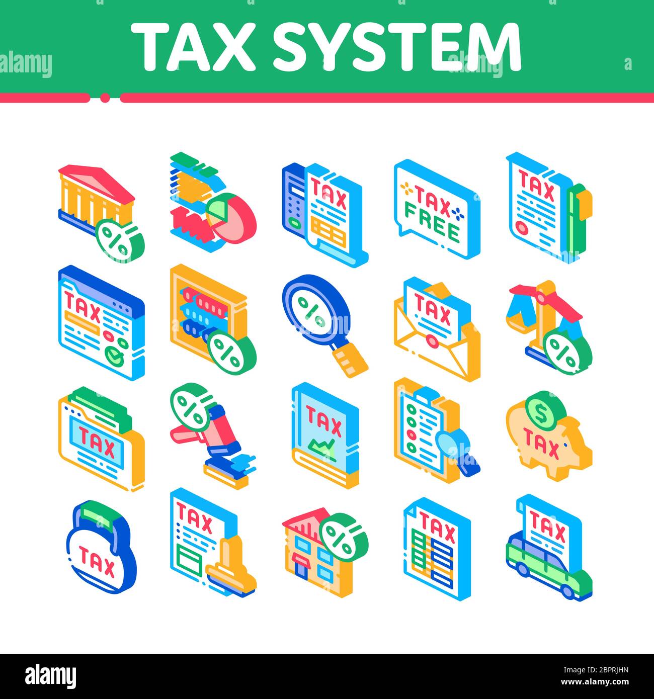 Tax System Finance Isometric Icons Set Vector Stock Vector Image & Art ...