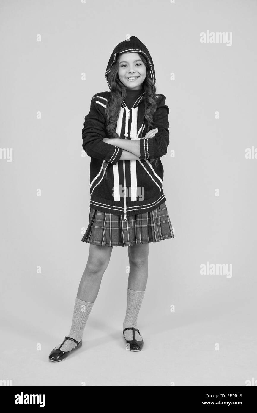 Patriotic upbringing. Union Jack Flag. small girl uniform. kid with ...