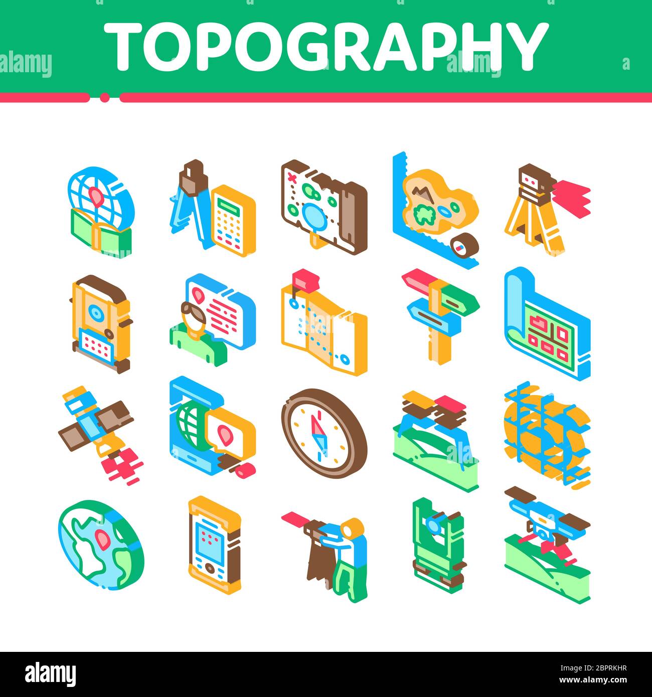 Topography Research Isometric Icons Set Vector Stock Vector Image & Art ...