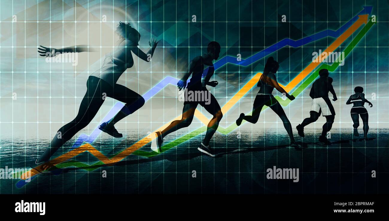 Running Concept Abstract Background with Runners Silhouette Stock Photo ...