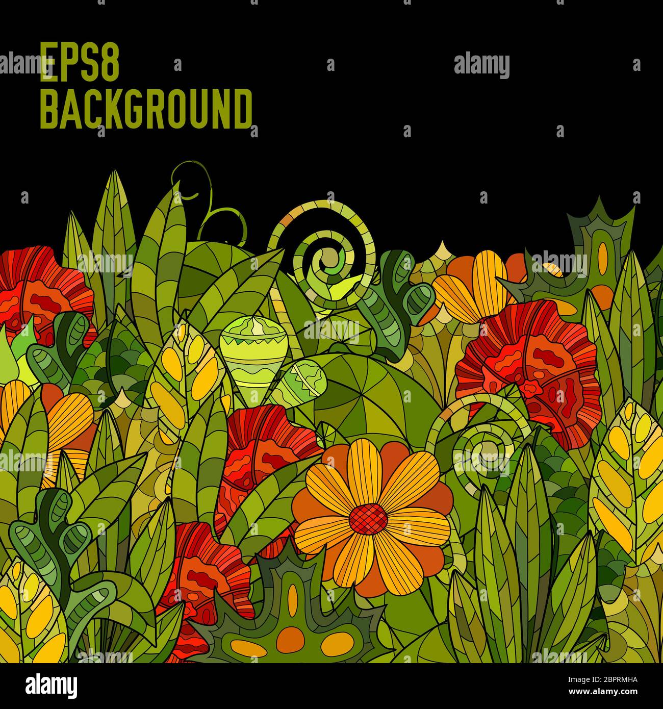 hand drawn floral background Stock Photo - Alamy