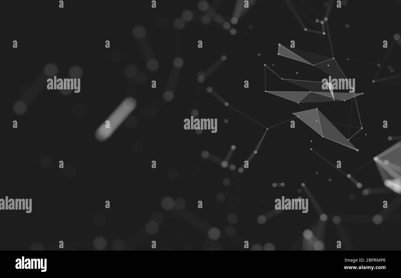 Abstract polygonal space low poly dark background with connecting dots and lines. Connection ...